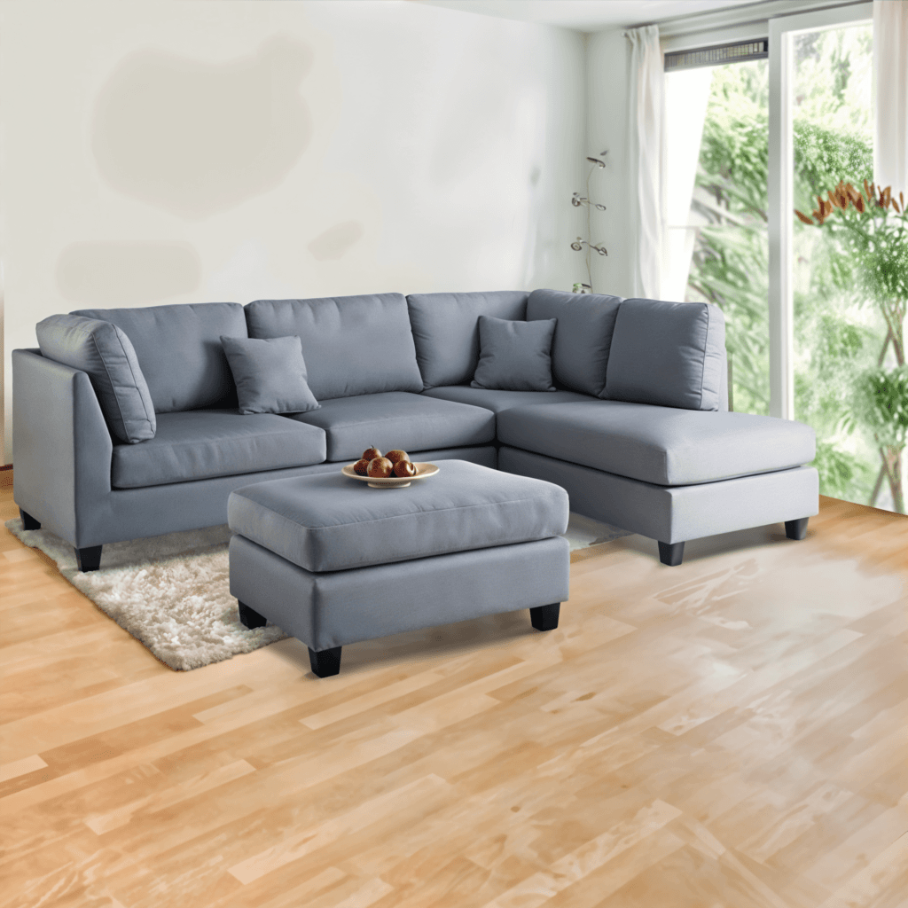 Durable Matrix Velvet Sofa With Ottoman - Capital Star Furniture