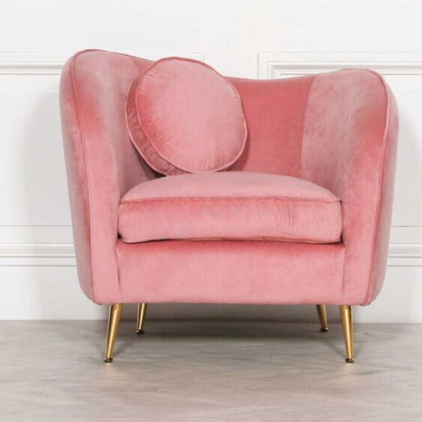 Glamorous Pink Velvet Armchair - Capital Star Furniture