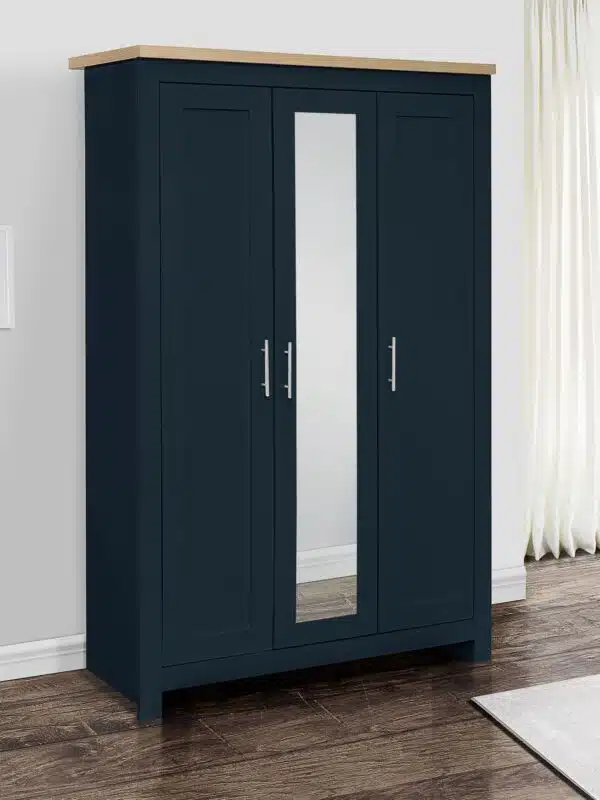 White Flynn Triple Wardrobe – Modern Design with Mirror - Cupboard ...