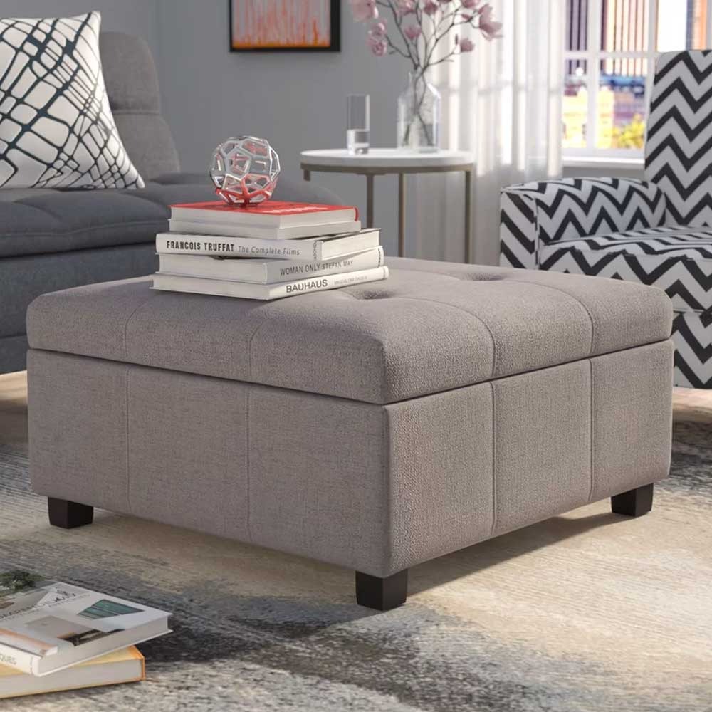 Elegant Tufted Square Storage Ottoman - Capital Star Furniture
